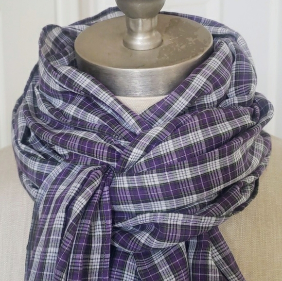 Lands' End | Accessories | Lands End Purple Plaid Scarf Fringe Detail ...